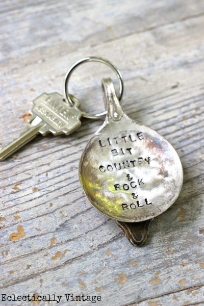 How to Stamp Silverware - the cutest DIY stamped silver spoon keychain