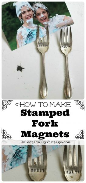 How to Make Stamped Forks Magnetic Photo Holders Eclectically Vintage
